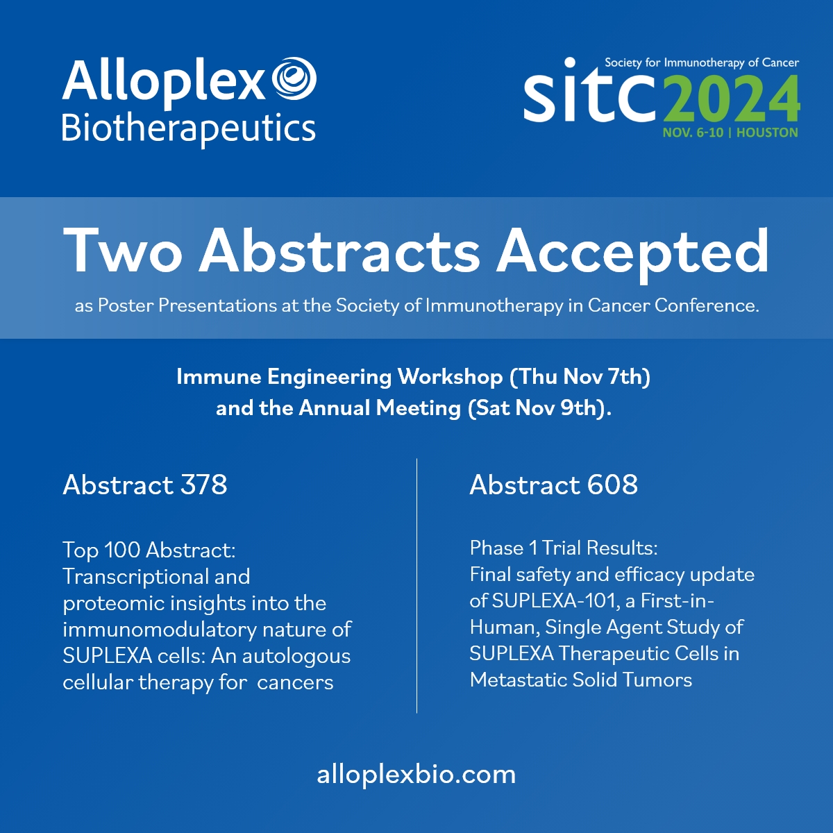 SITC 39th Annual Meeting - Alloplex Biotherapeutics